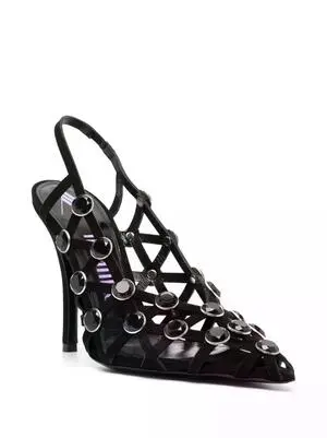 Attico Embellished Suede Slingback Pumps