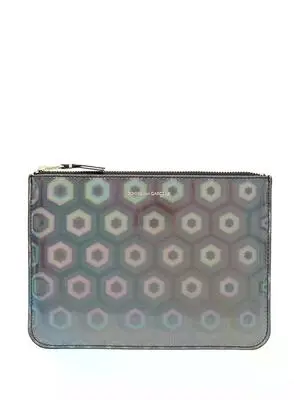 Comme Des Garçons Holographic Hexagonal-print Pouch - Black