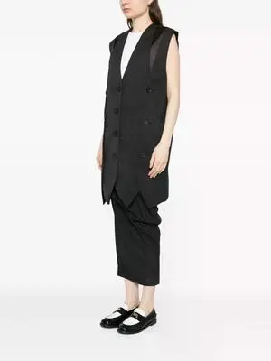 MOOHONG Sleeveless Double-breasted Striped Waistcoat - Grey