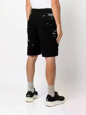 HACULLA. Distressed Intarsia Knit Track Shorts - Black