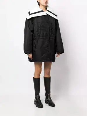 Goen.j Padded Sailor Collar Coat - Black