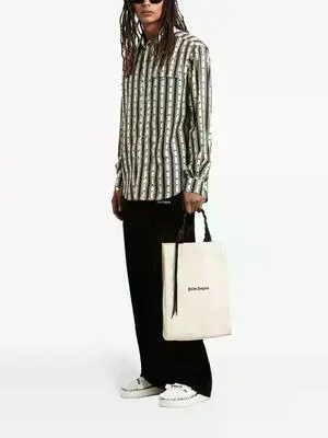 Palm Angels Palm Tree Striped Shirt - Black