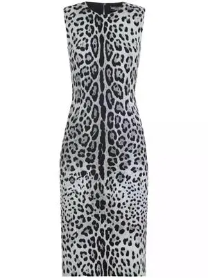 Dolce & Gabbana Sleeveless Animal Print Midi Dress