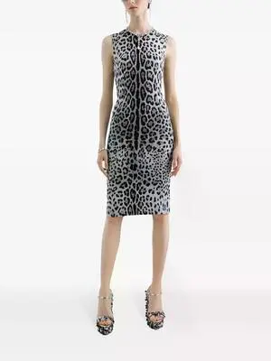 Dolce & Gabbana Sleeveless Animal Print Midi Dress