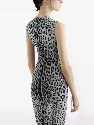 Dolce & Gabbana Sleeveless Animal Print Midi Dress