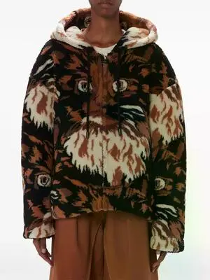 JW Anderson Faux-fur Hooded Jacket With Animal Print