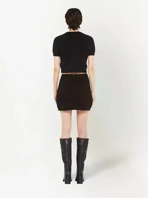 Miu Miu High-waisted Bouclé Miniskirt - Black