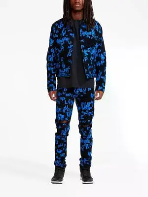 PURPLE BRAND Logo Print Denim Jacket