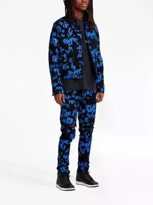 PURPLE BRAND Logo Print Denim Jacket