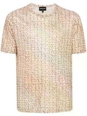 Giorgio Armani Woven-print T-shirt - Neutrals