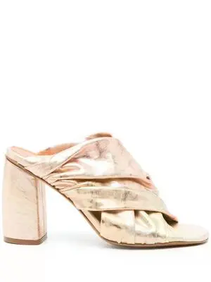 FORTE_FORTE Laminated Leather Heeled Mules - Pink