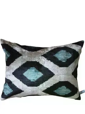 LES-OTTOMANS Jacquard Silk Velvet-blend Cushion Black