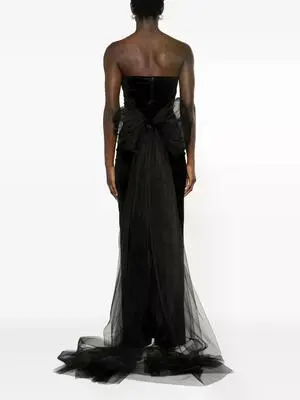 ATU BODY COUTURE Bow-detail Velvet Gown - Black