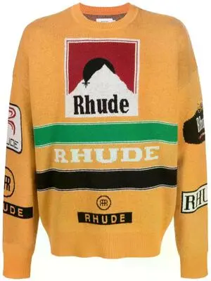 Rhude Intarsia-knit Crew Neck Jumper - Orange