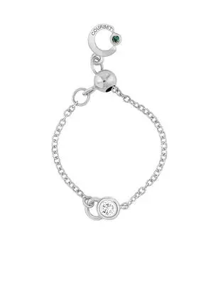 COURBET 18kt Recycled White Gold & Laboratory-grown Diamond Adjustable Chain Ring - Silver