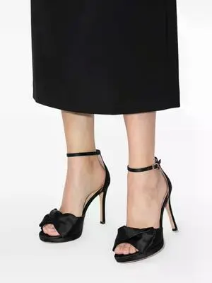 Kate Spade New York 100mm Bow-detail Satin Sandals - Black