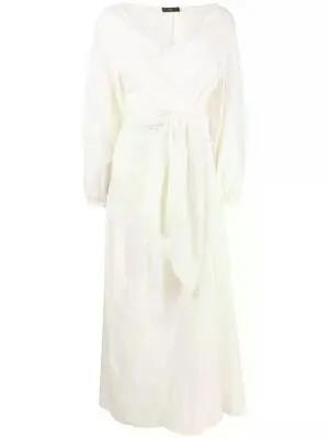 Voz Silk Wraparound Peasant Blouse Dress