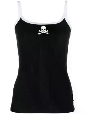 Philipp Plein Skull Print Spaghetti Strap Tank Top - Black