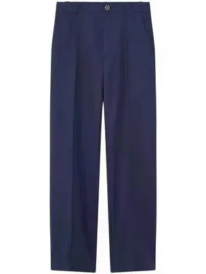 Versace Wool Straight Trousers - Blue