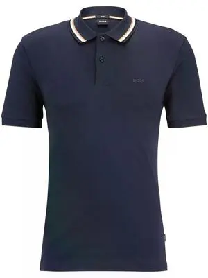 BOSS Logo-print Striped-trim Cotton Polo Shirt