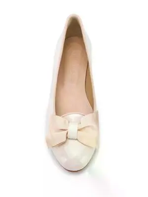 SCAROSSO Patent Leather Ballerina Shoes With Bow Detailing