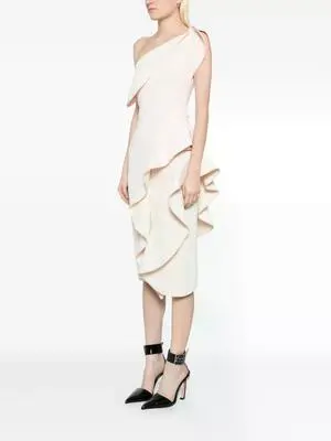 Maticevski Rhythm One-shoulder Ruffled Midi Dress
