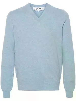 Play Comme Des Garcon Appliqué Wool Jumper - Blue