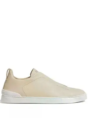 Zegna Zegna Calf Leather "Second Skin" Sneakers Neutrals