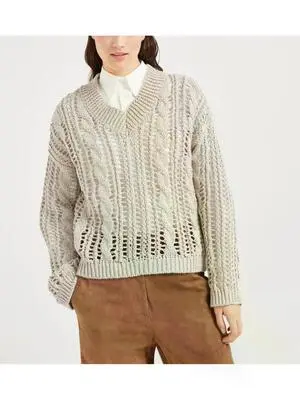Brunello Cucinelli Open-knit V-neck Sweater