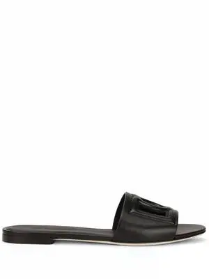 Dolce & Gabbana Bianca Leather Slides - Black