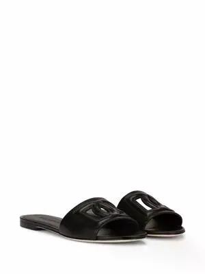 Dolce & Gabbana Bianca Leather Slides - Black
