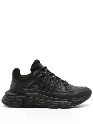 Versace Versace Trigreca Jacquard Leather Sneakers Black