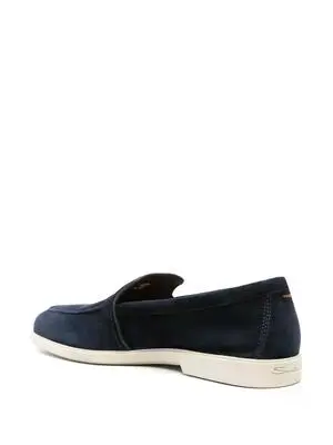 Santoni Suede Loafers With Piped Trim