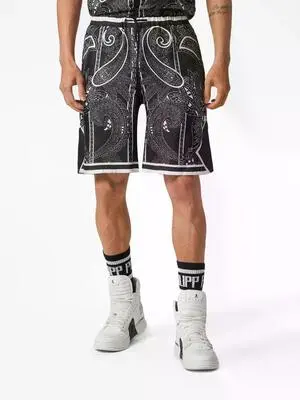 Philipp Plein Paisley Print Silk Shorts - Black