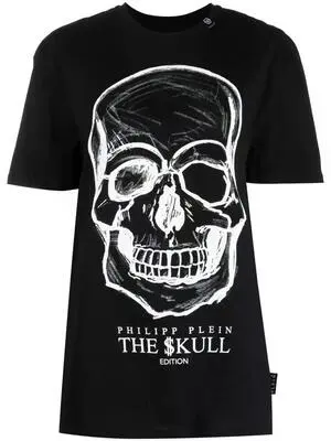 Philipp Plein Skull Print Cotton T-shirt - Black