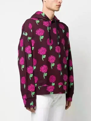 Versace Rose-print Cotton Hoodie