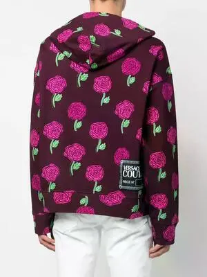 Versace Rose-print Cotton Hoodie