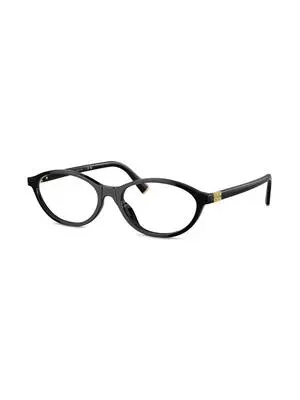 Miu Miu Oval-frame Glasses With Logo Plaque - Black