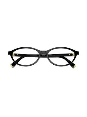 Miu Miu Oval-frame Glasses With Logo Plaque