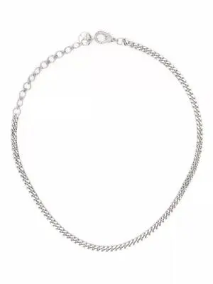 Shay 18kt White Gold Diamond Curb Chain Choker - Silver