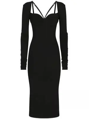 Dolce & Gabbana Long-sleeve Midi Dress With Strap Detailing