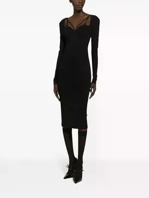 Dolce & Gabbana Long-sleeve Midi Dress With Strap Detailing