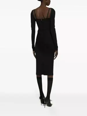 Dolce & Gabbana Long-sleeve Midi Dress With Strap Detailing