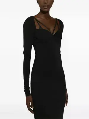 Dolce & Gabbana Long-sleeve Midi Dress With Strap Detailing