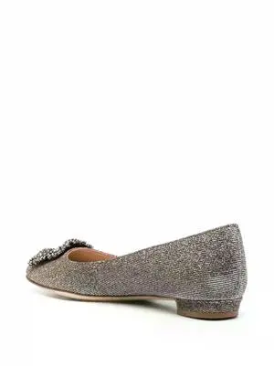Manolo Blahnik Hangisi Ballerina Shoes With Crystal Embellishment