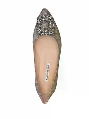 Manolo Blahnik Hangisi Ballerina Shoes With Crystal Embellishment