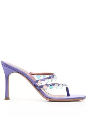 Amina Muaddi Tina Embellished Sandals - Purple