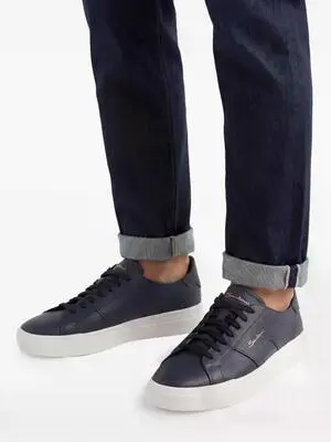 Santoni Grained Leather Sneakers - Blue