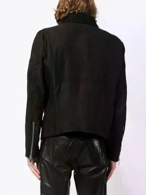 LES HOMMES Suede Biker Jacket With Faux Shearling