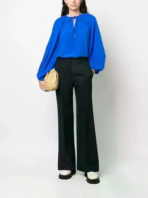 PHAEONIA Phaieonia Self-tie Silk Blouse - Blue